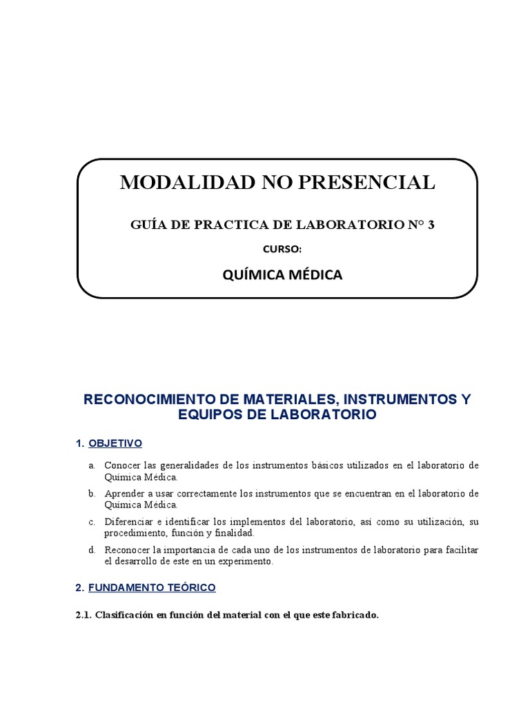 Guia de Practica 3 Reconocimiento Materiales Laboratorio | PDF | Destilación | Química
