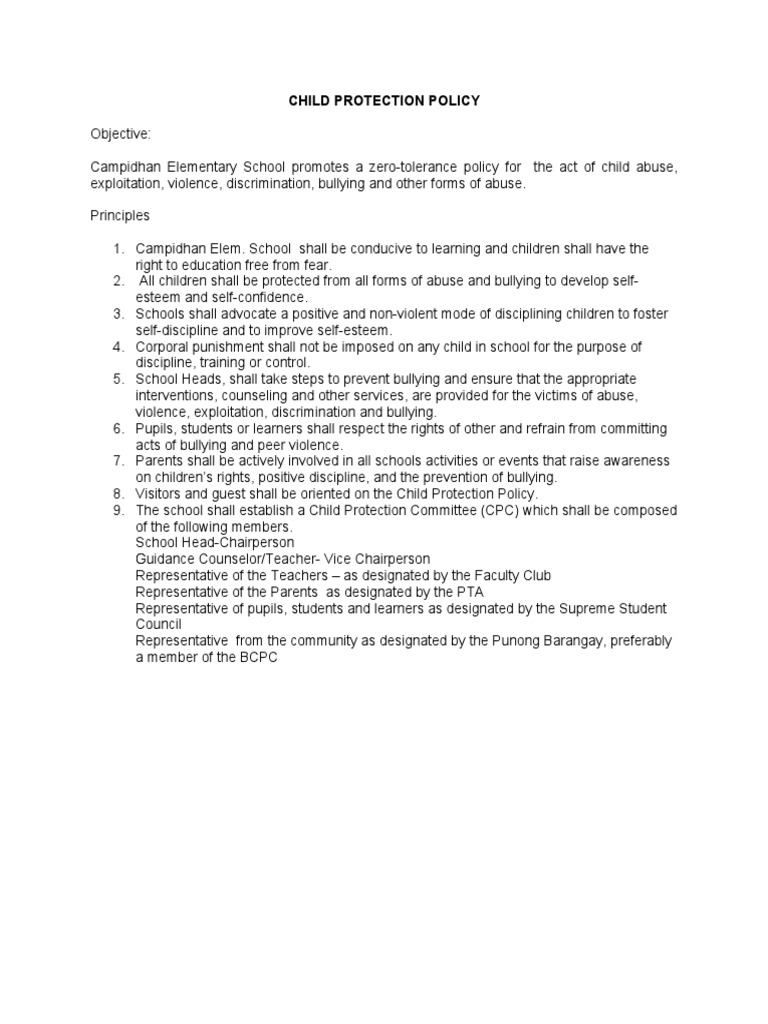 Child Protection Policy | PDF