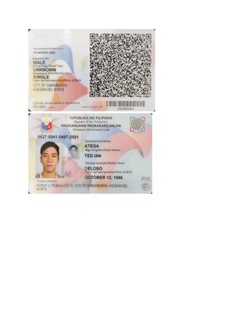 Philippine National ID Sample | PDF