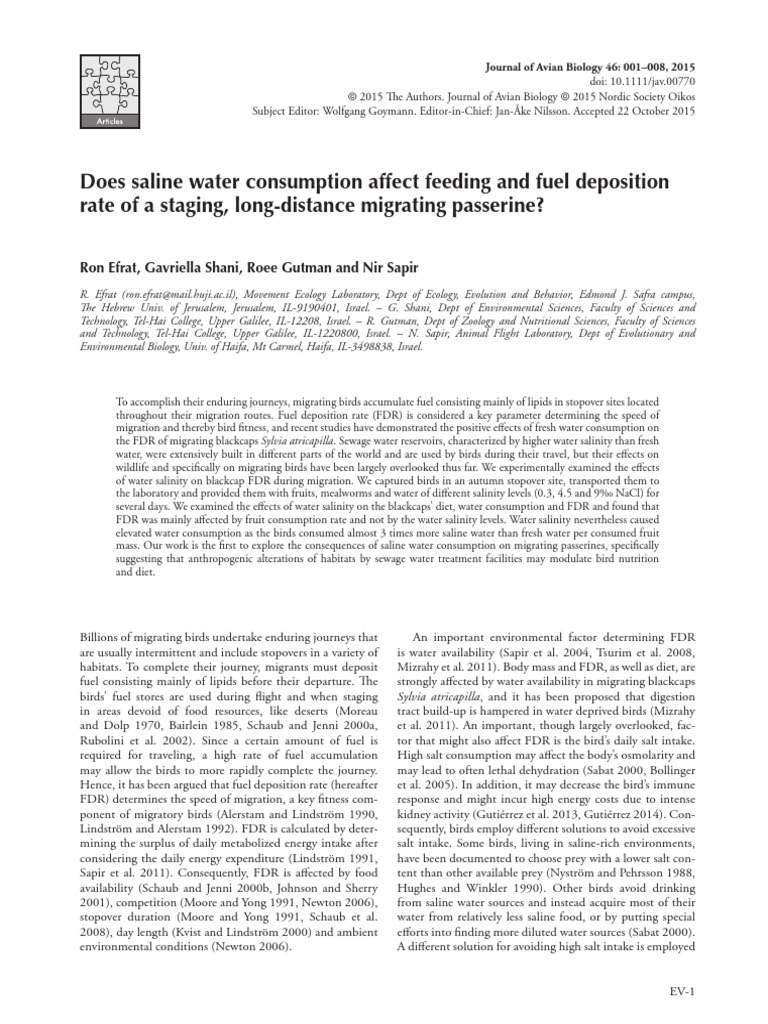 Efrat Et Al 2015 (Does Saline Water Consumption Affect Feeding and Fuel ...