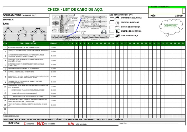 1 - Check-List - Cabo de Aço e Corda | PDF