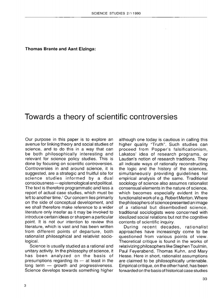 Towards A Theory of Scientific Controversies | PDF