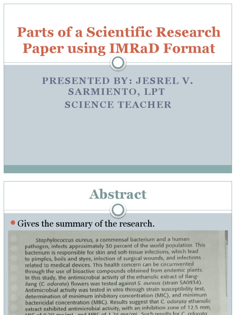 Parts of A Scientific Research Paper Using IMRaD | PDF | Scientific Method | Hypothesis