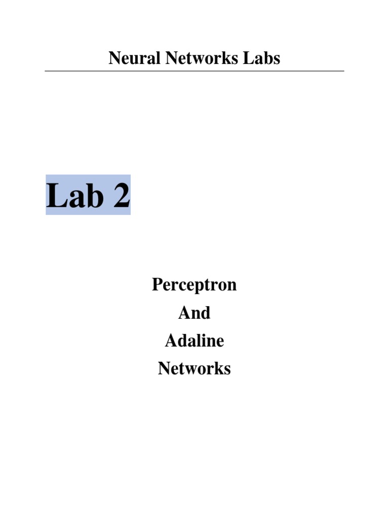 Lab2 Perceptron And Adaline Networks Pdf Artificial Neural Network Computational Science 9389