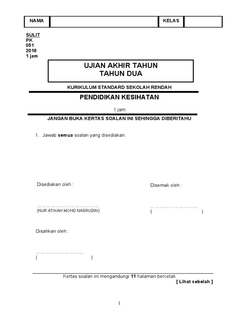 Soalan Pk Tahun 2 Pdf
