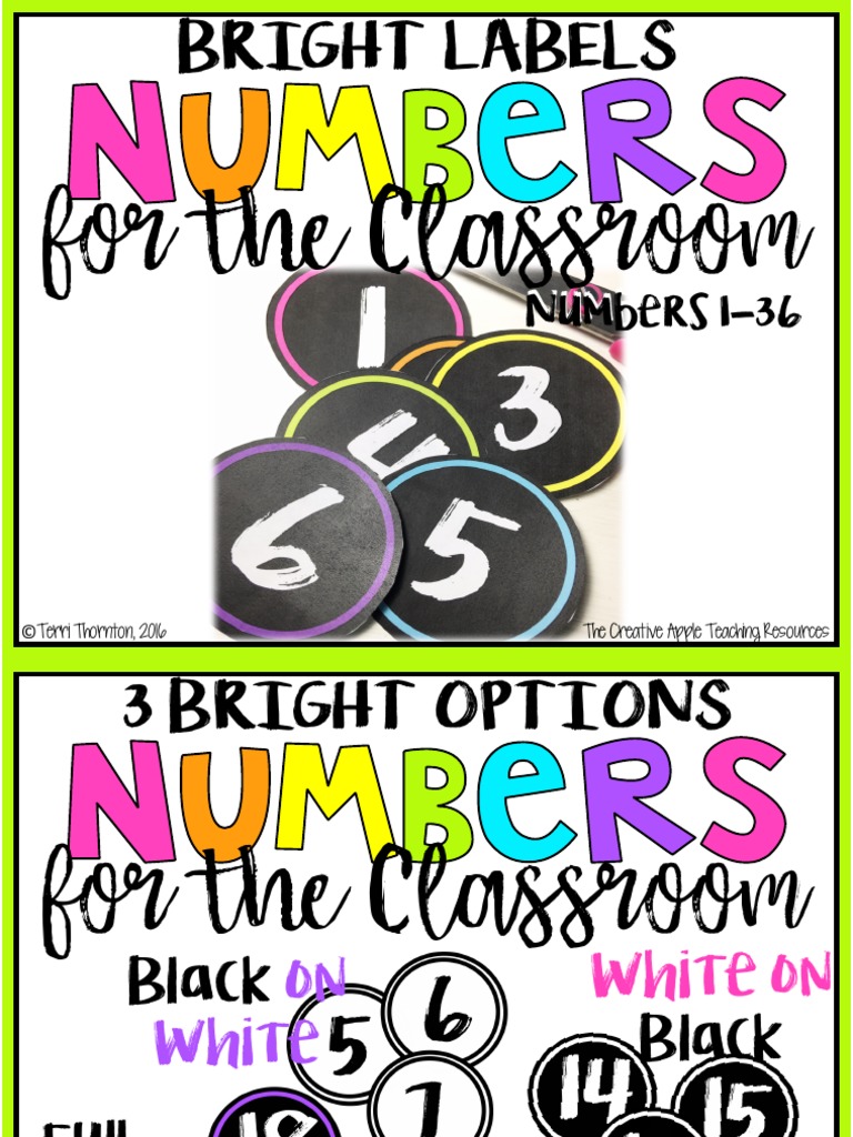 Bright Classroom Number Labels | PDF