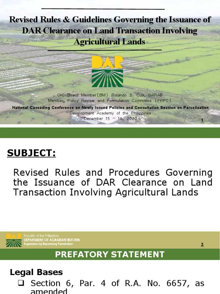 DAR Clearance Guidelines for Land Transfers | PDF | Leasehold Estate ...