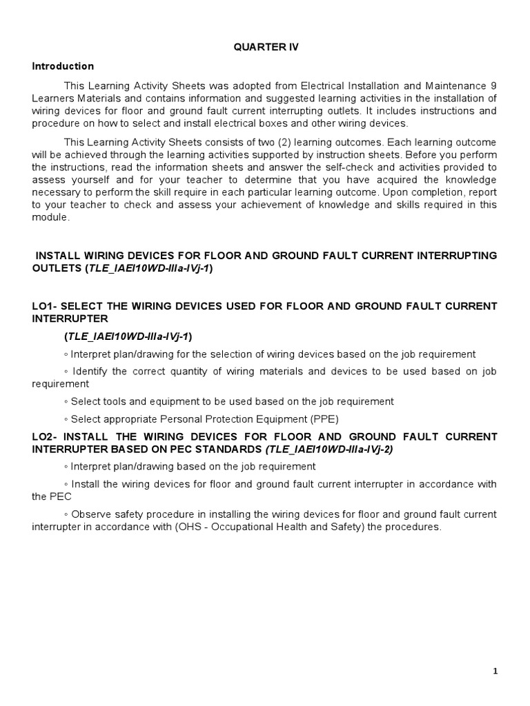 Eim-9 Quarter IV | PDF | Ac Power Plugs And Sockets | Drywall