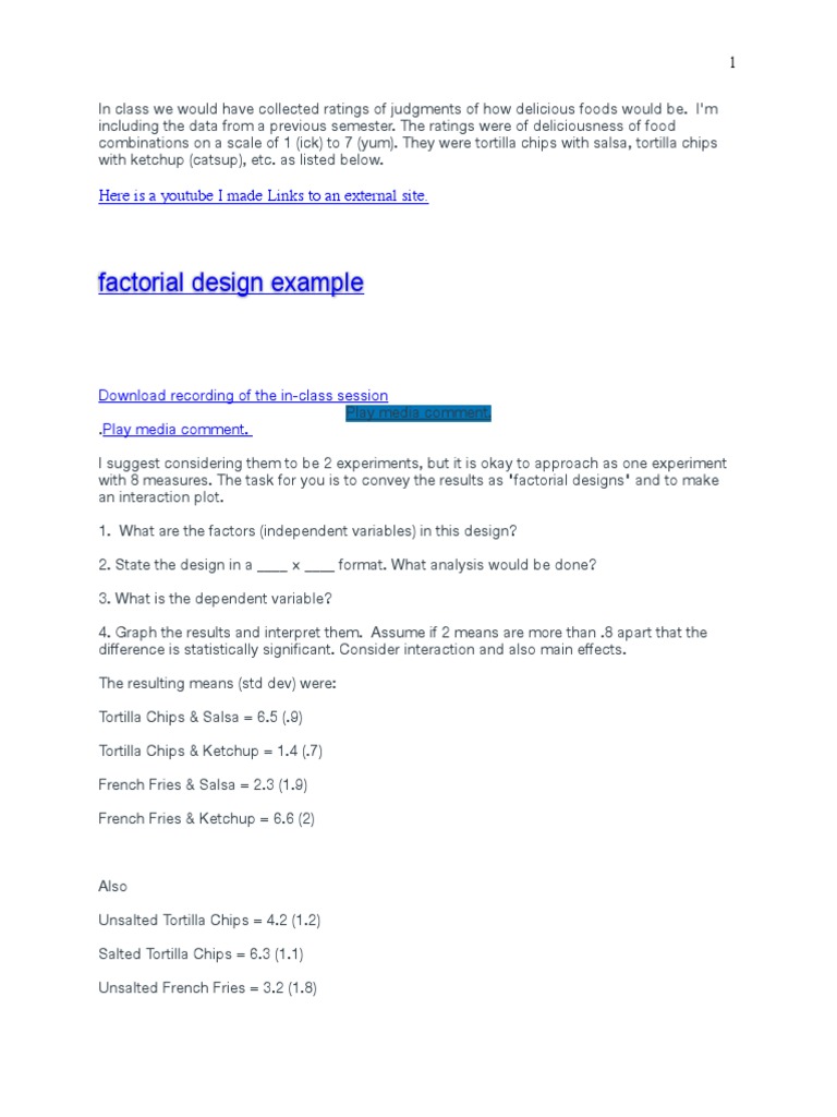 Factorial Design Example: Here Is A Youtube I Made Links To An External ...