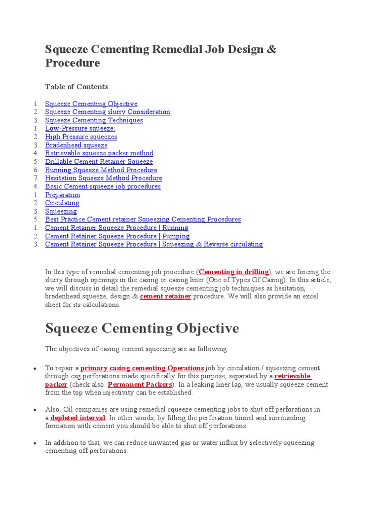 A Comprehensive Guide to Squeeze Cementing Remedial Job Design, Techniques and Best Practice ...