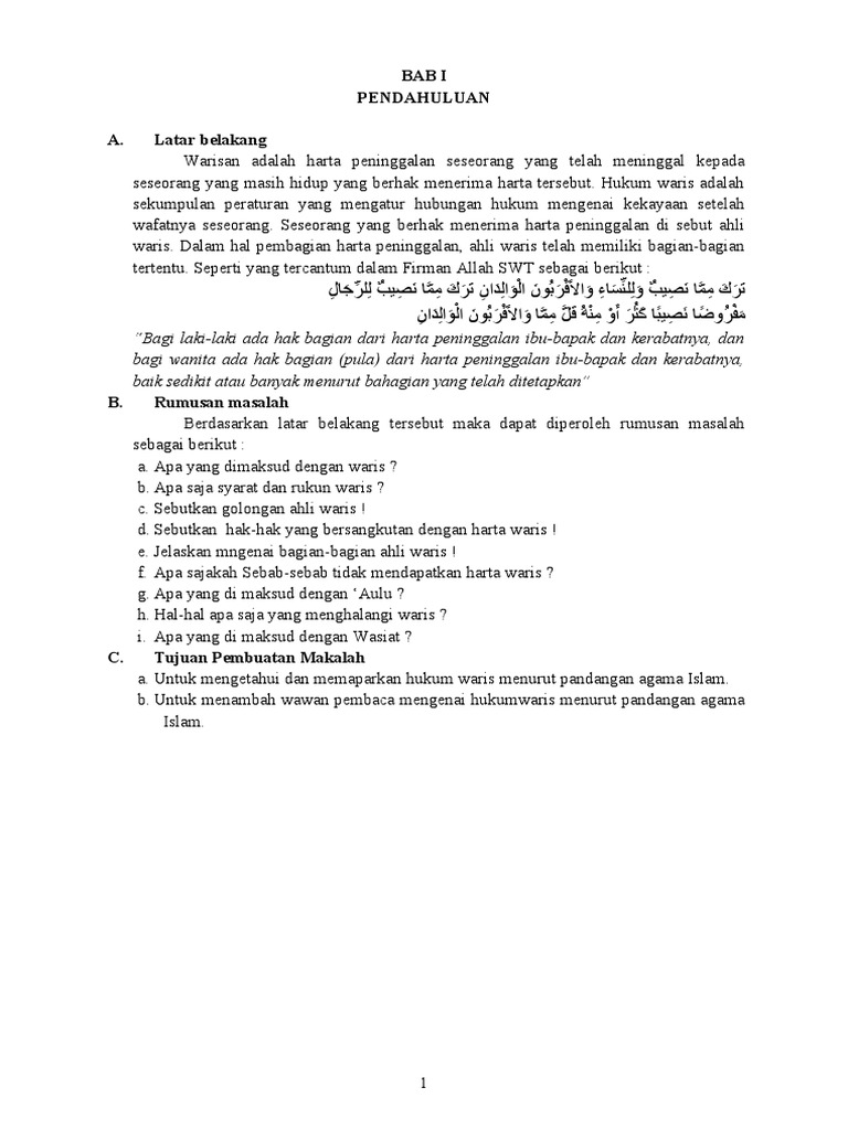 Pembagian Harta Waris | PDF | Ilmu Sosial | Hukum Pembagian Harta Waris | PDF | Ilmu Sosial | Hukum