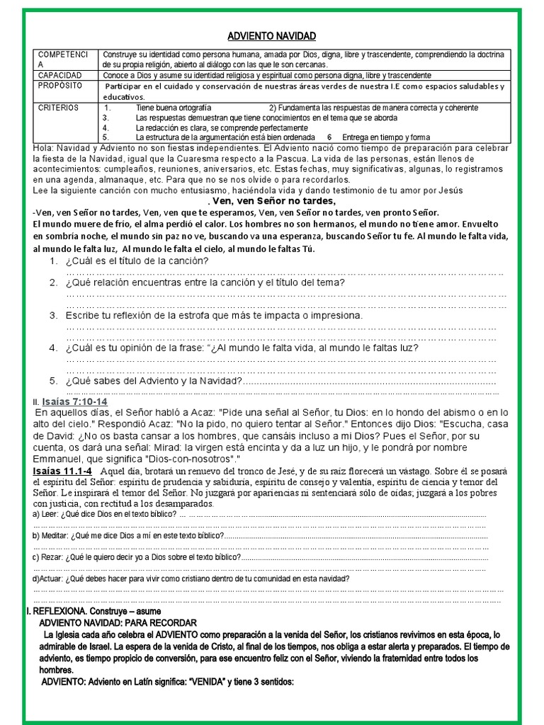 Ficha de Religion | PDF | Adviento | María, madre de Jesús