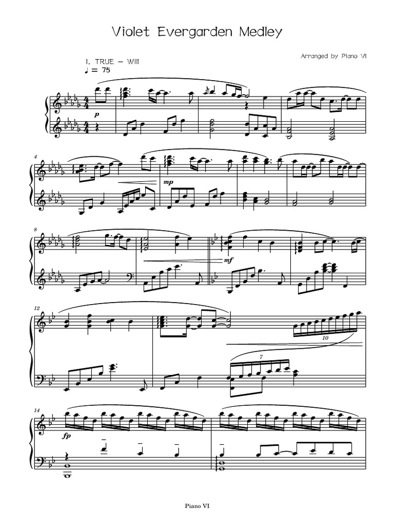 Piano VI - Violet Evergarden Medley | PDF