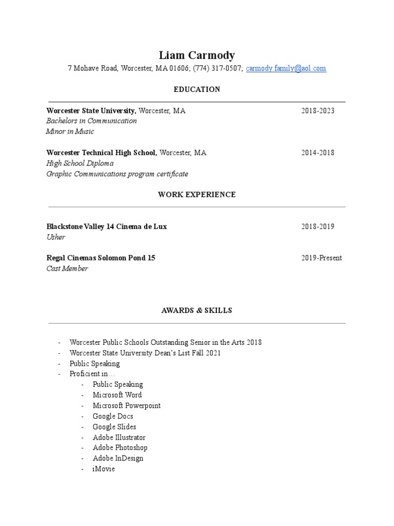 Liam Carmody Resume 2 | PDF