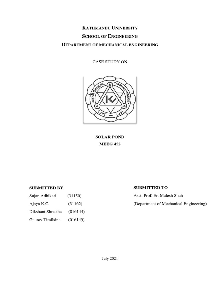 Solar Pond - Case Study | PDF | Solar Energy | Convection