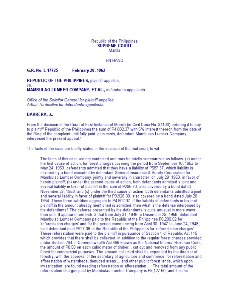 Mambulao Lumber Co. v. PNB Appeal Decision | PDF | Taxes | Set Off (Law)