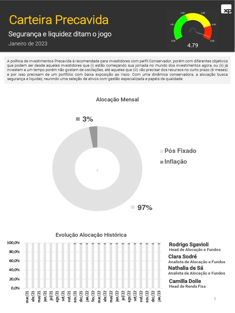 Carteira Precavida 202301 | PDF | Investimentos | Risco