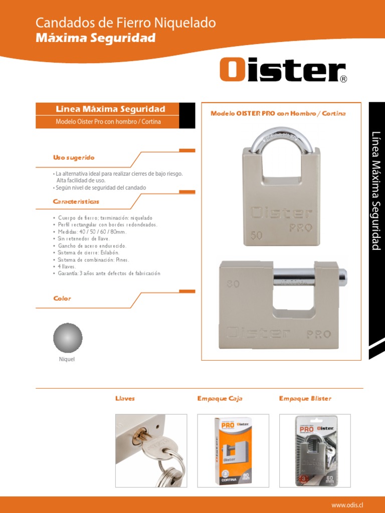 Candado Oister Pro v2 | PDF | Tecnología de seguridad | Valores