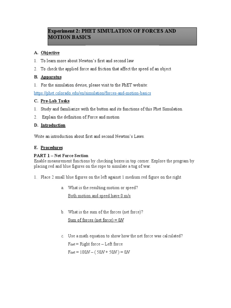 Force And Motion Pdf Force Acceleration