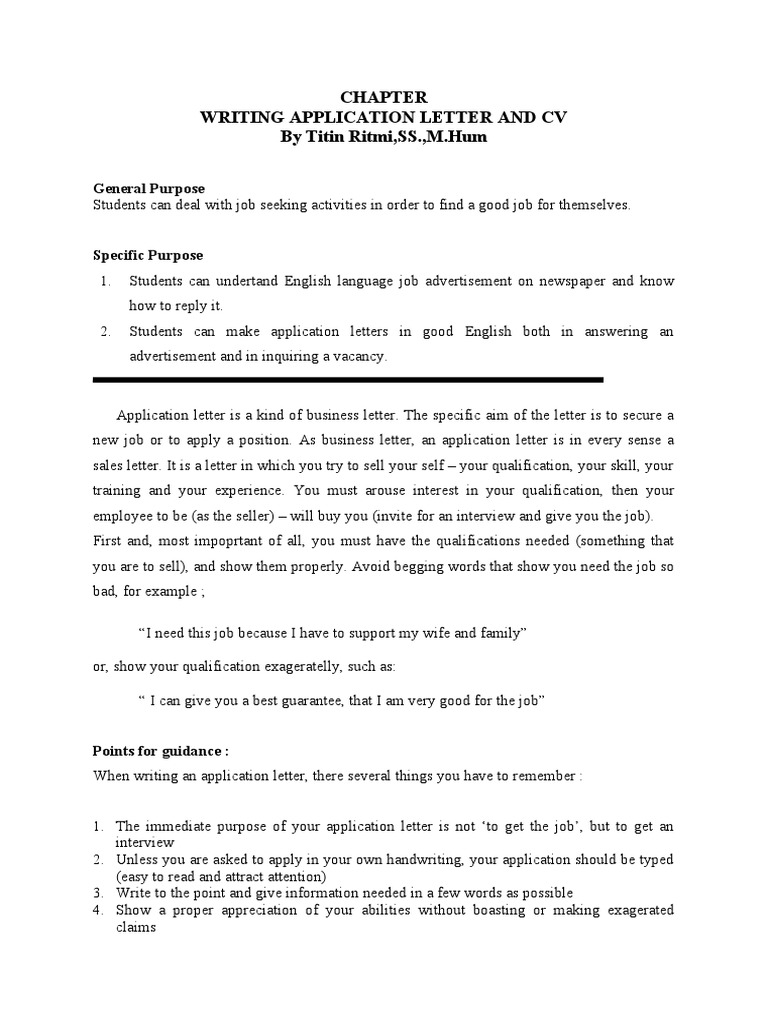 CHAPTER Application Letter CV Ok | PDF | Machinist | Engineering