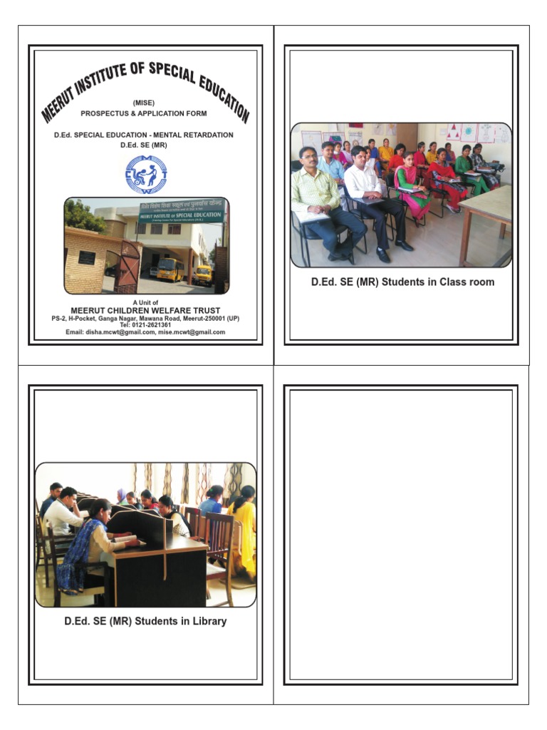 Application for Admission to the D.Ed. Special Education - Mental Retardation Program at Meerut ...