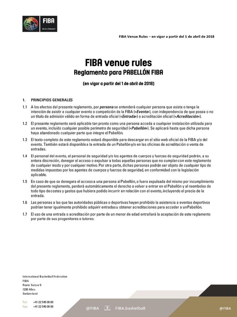 Fiba Venue Rules 2022-02 Esp | PDF | Athletic Sports | Team Sports