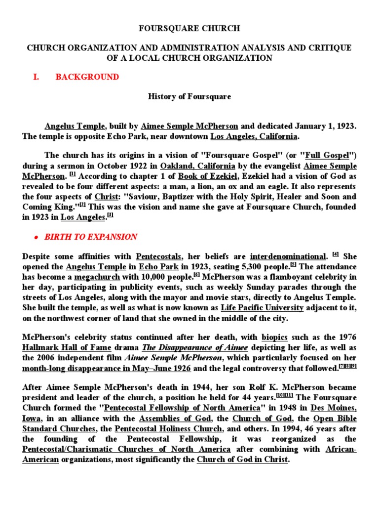 Foursquare Denomination | Download Free PDF | Protestant Denominational ...