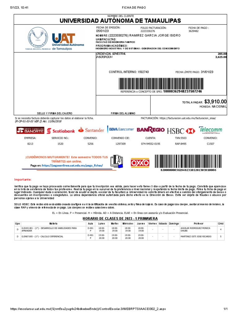 Ficha de Pago Uat | PDF