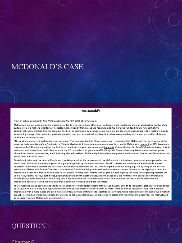McDonald's CEO Easterbrook's Global Restructuring Plan | PDF | Mc ...