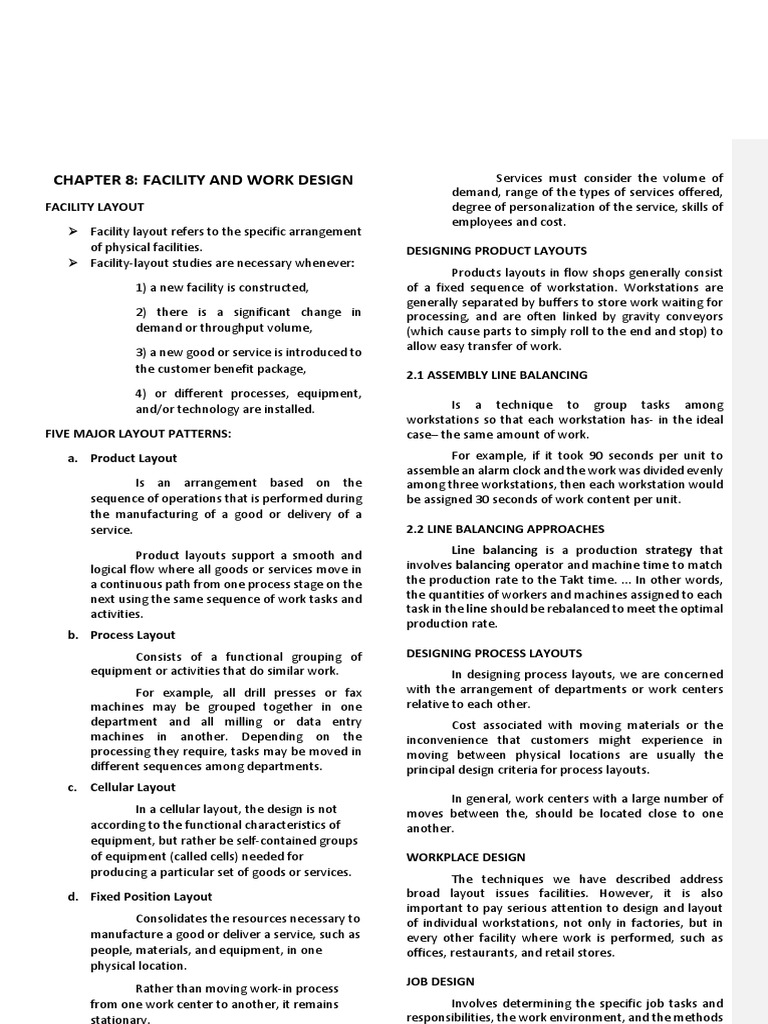 Chapter 8: Facility and Work Design | PDF | Lean Manufacturing | Quality (Business)