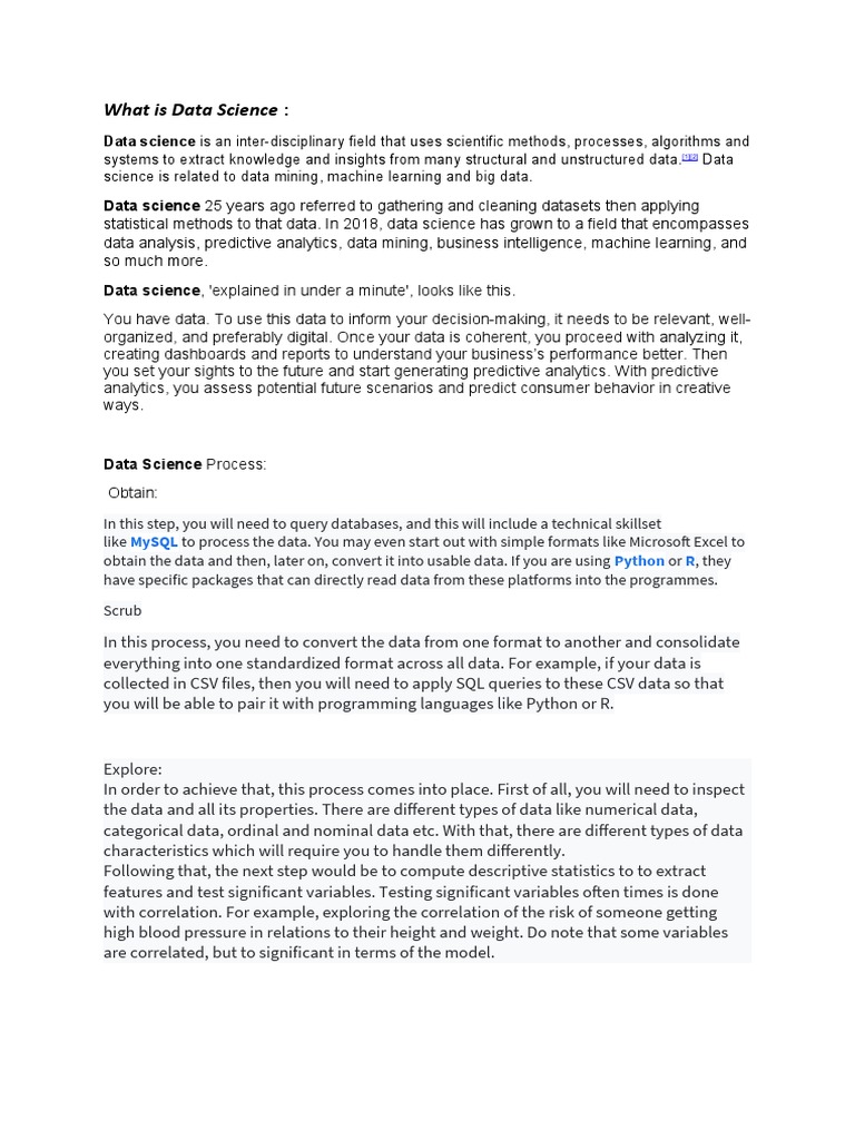 Data Science 1 | PDF | Data Science | Data Analysis