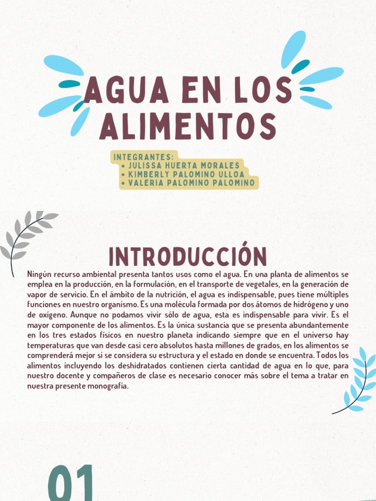 Agua en Los Alimentos | PDF | Agua | Alimentos
