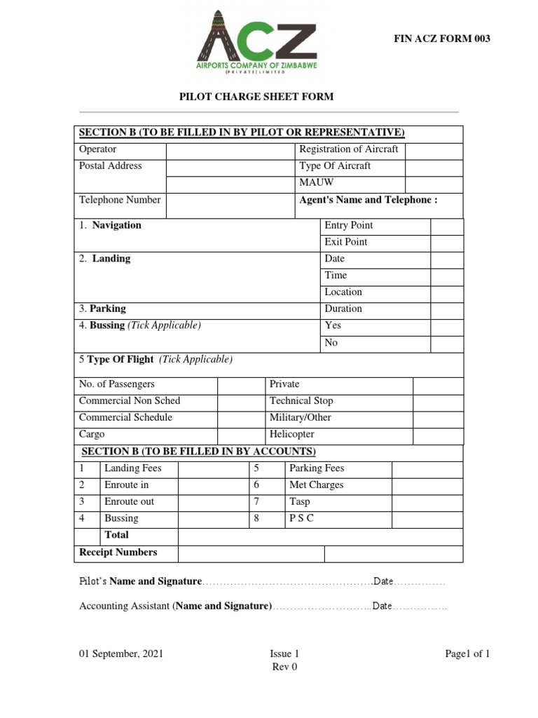 Pilot Charge Sheet Form | PDF