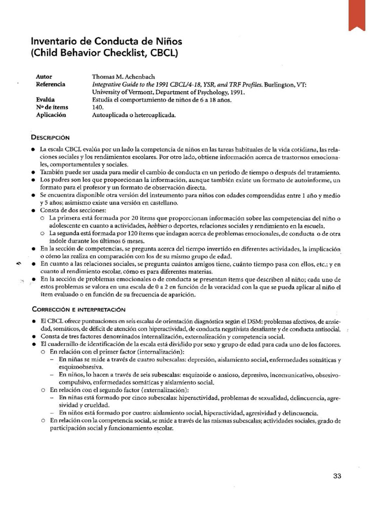 Corrección CBCL | PDF