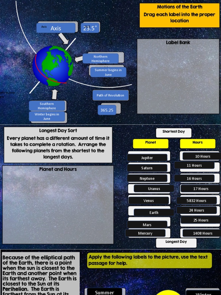 Earth Motions Card Sort - Student | PDF
