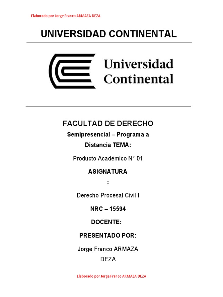 Producto Académico #01 - Universidad Continental - Jorge Franco Armaza Deza - Derecho Procesal ...