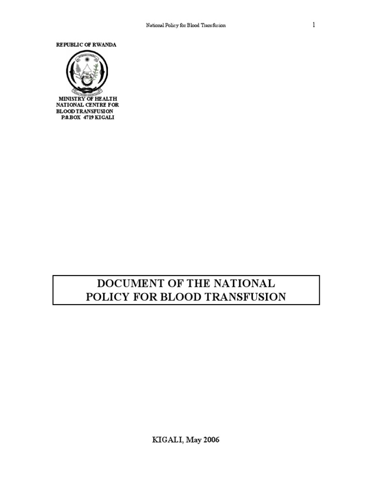 Rwanda Blood Transfusion Policy Guide | PDF | Blood Transfusion | Blood ...