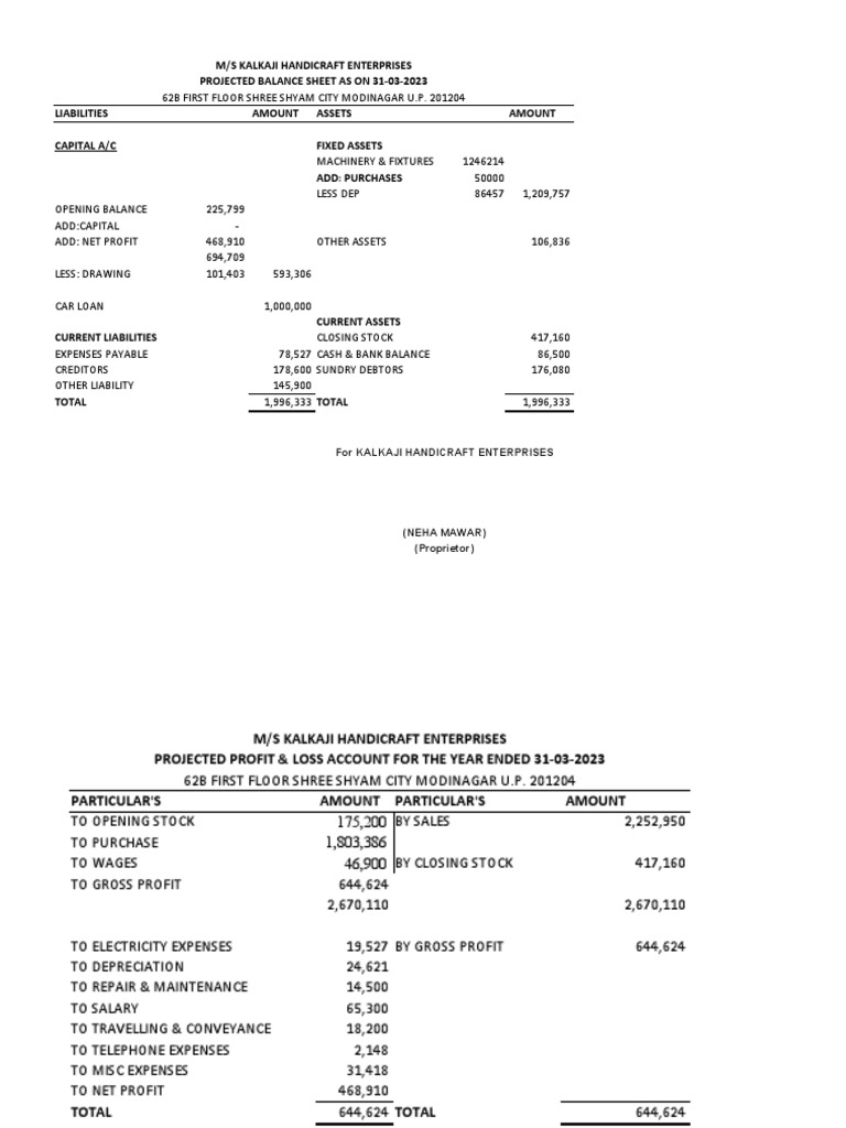 Projected Balance Sheet | Download Free PDF | Expense | Balance Sheet