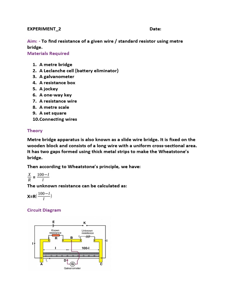 Measure Resistance Using a Meter Bridge | PDF | Electrical Resistance And Conductance ...