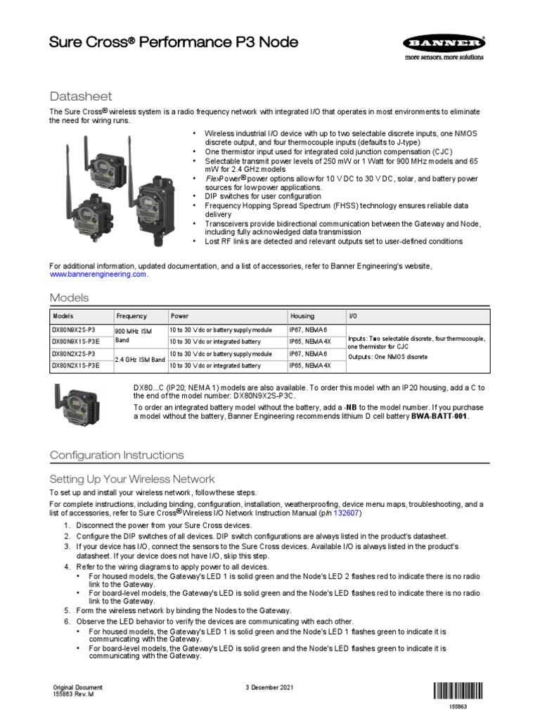Sure Cross Performance P3 Node: Datasheet | PDF