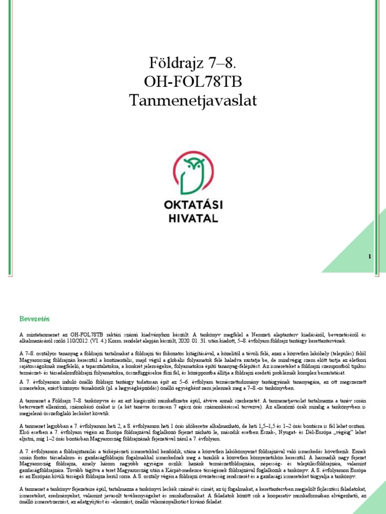 OH-FOL78TB Foldrajz 7-8 Tanmenet | PDF