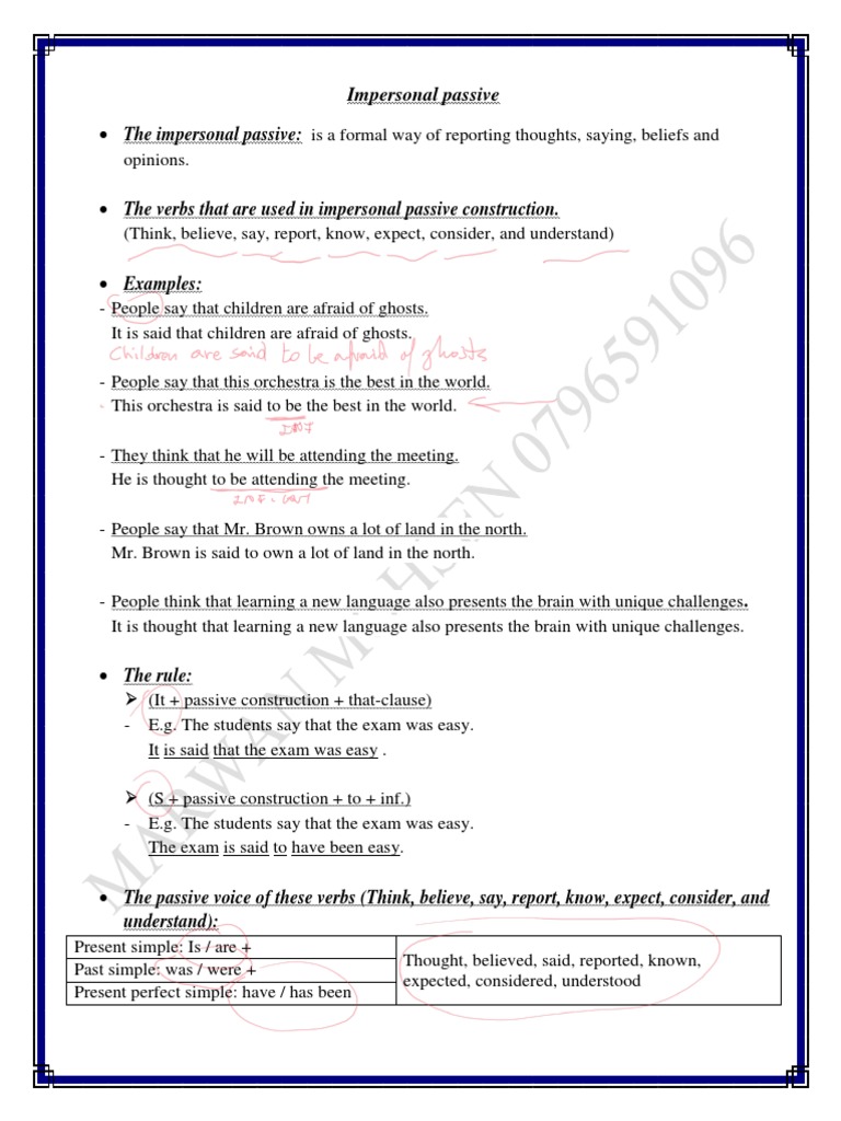 Impersonal Passive | PDF | Cognitive Science | Grammar