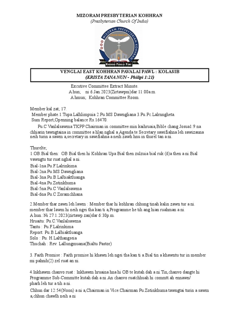 KPP Excutive Committee | PDF | Presbyterianism | Calvinism