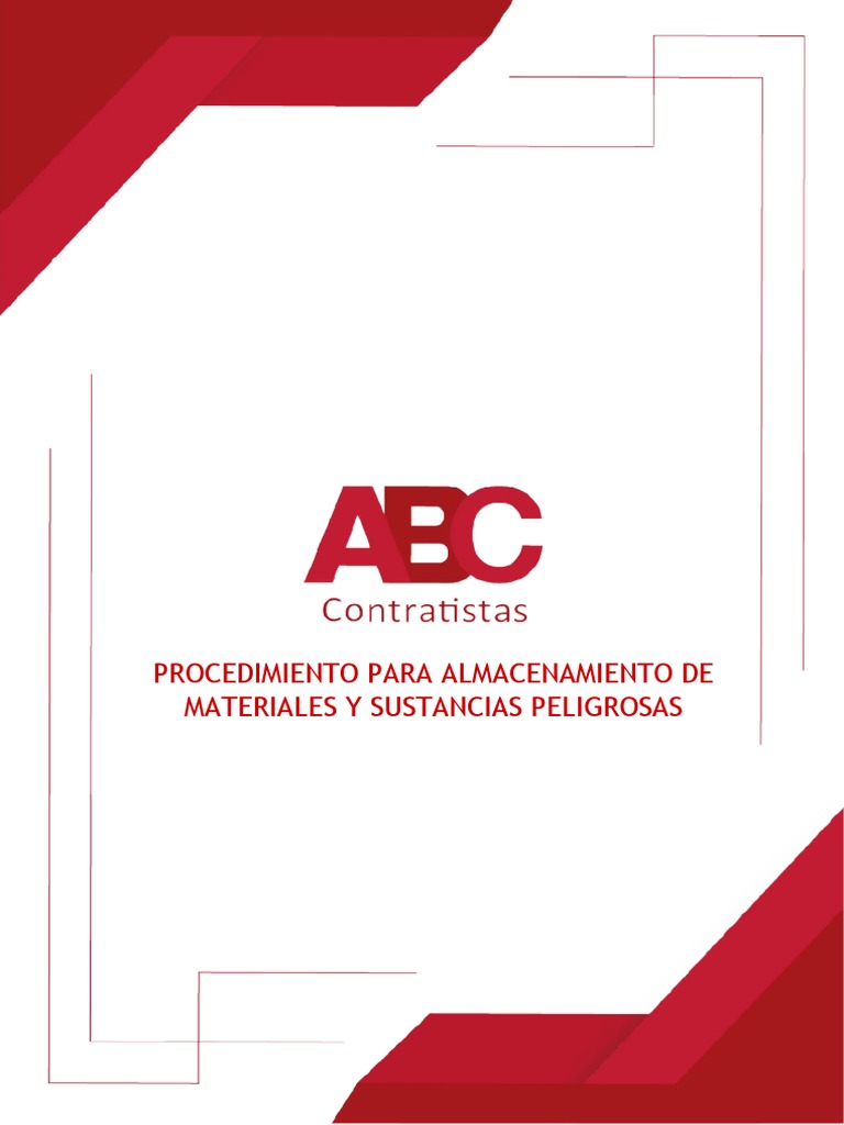 Abc-Pamp-001 Procedimiento para Almacenamiento de Materiales y Sustancias Peligrosas | PDF ...