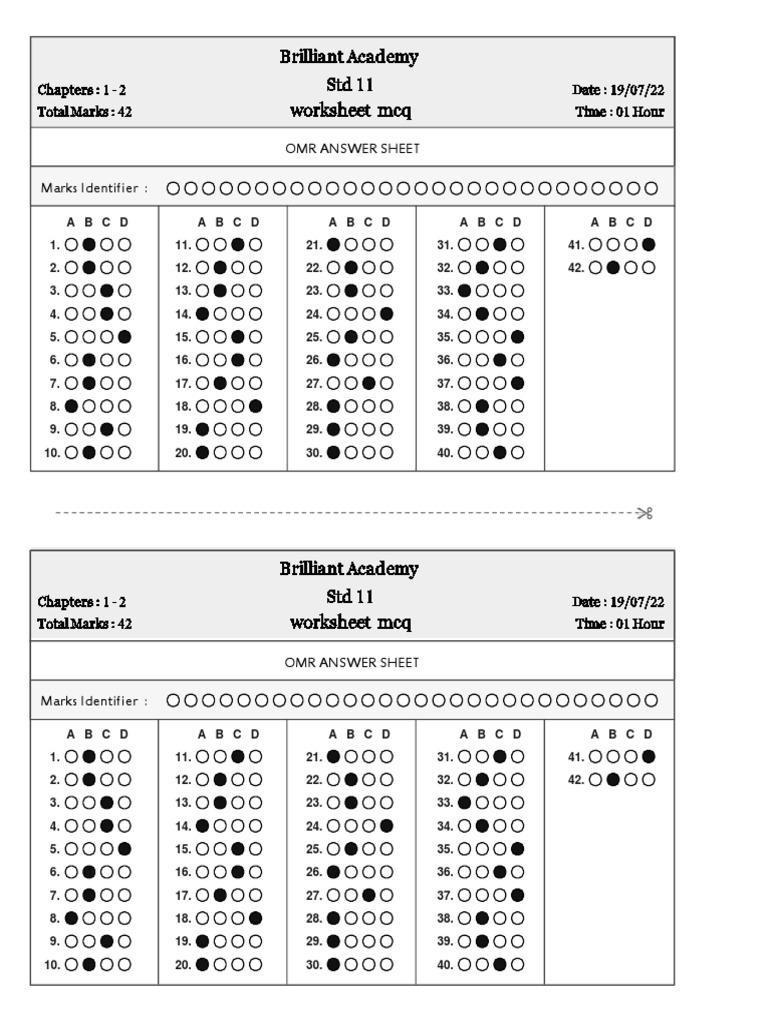 Standard 11 Worksheet MCQ Exam for Chapters 1-2 with 42 Multiple Choice ...