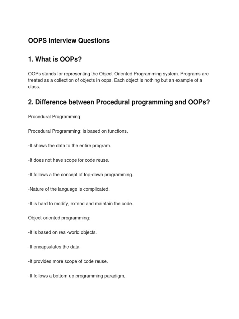 Oops Queations | Download Free PDF | Method (Computer Programming) | Inheritance (Object ...