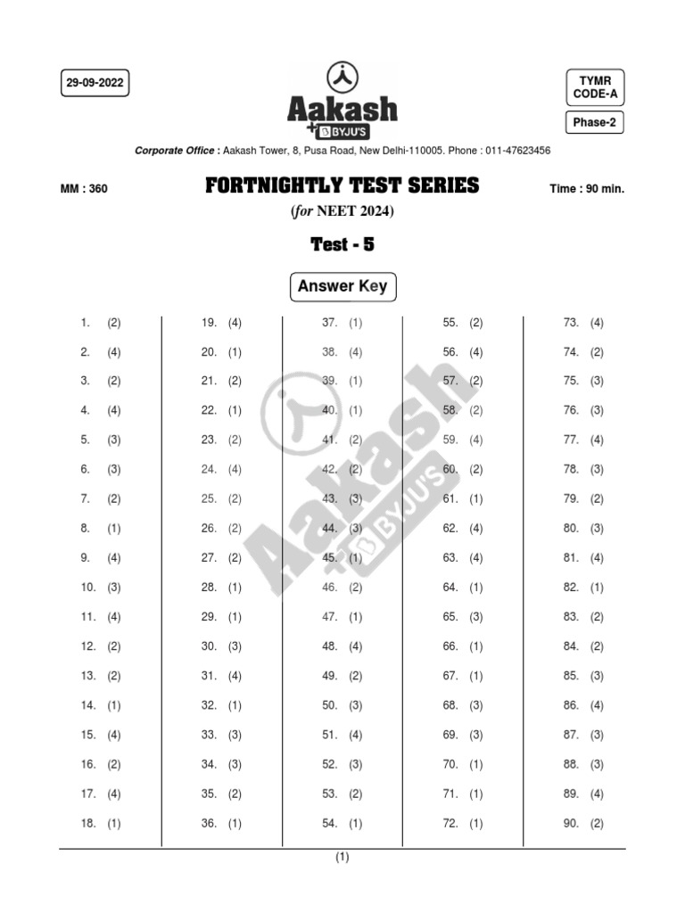 FT 5 Answer Key | PDF