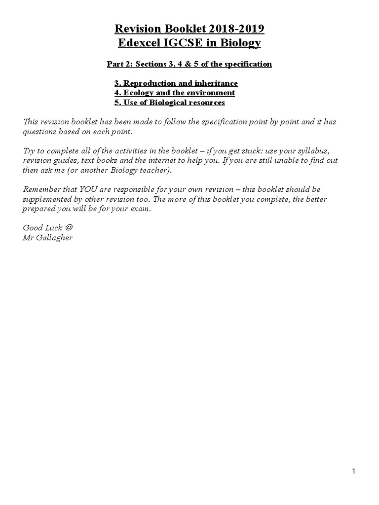 Edexcel IGCSE Biology Revision Guide | PDF | Ploidy | Translation (Biology)