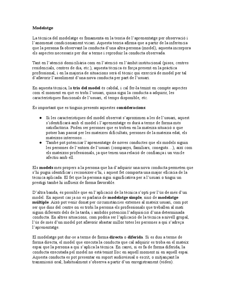 Tècniques de Modificació de Conducta | PDF