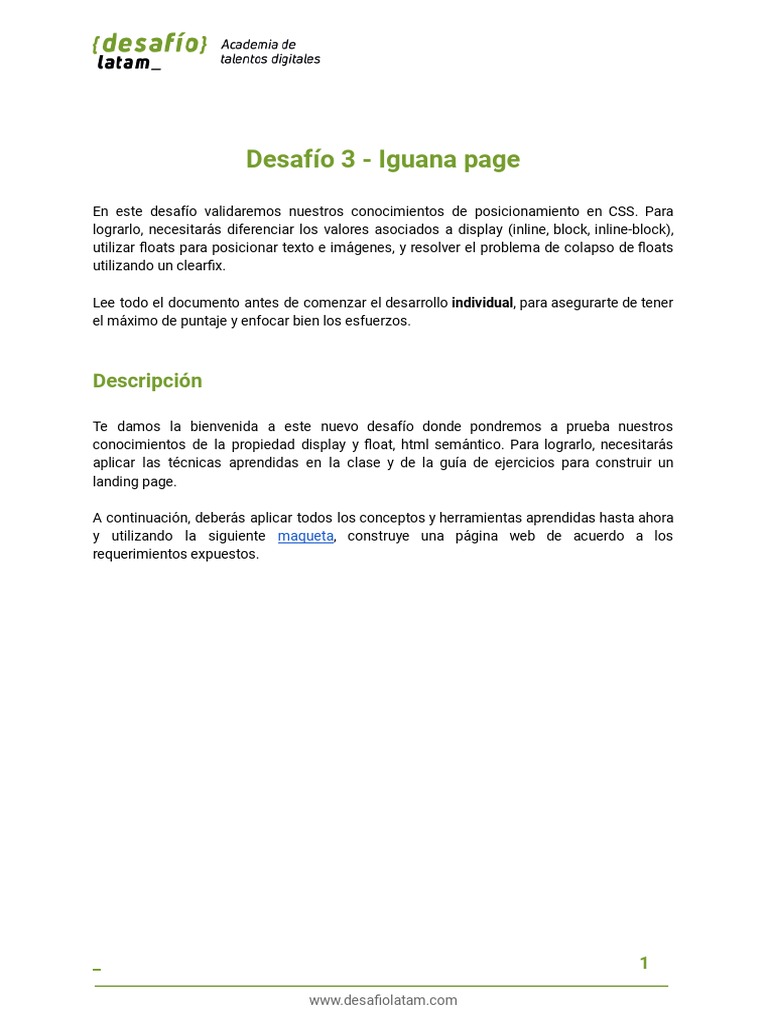 Desafío 3 - Iguana Page - Completo | PDF | HTML | Informática